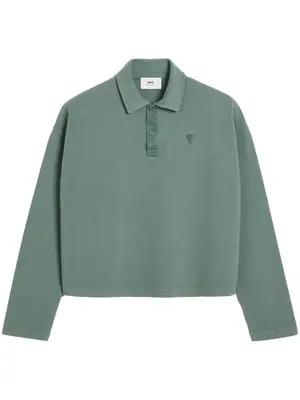 AMI Paris De Coeur Long-sleeved Polo Shirt