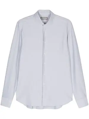 Canali Cutaway-collar Striped Shirt - Grey