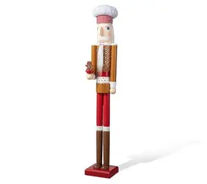 GLITZHOME 42' Wooden Christmas Gingerbread Chef Nutcracker - One-color