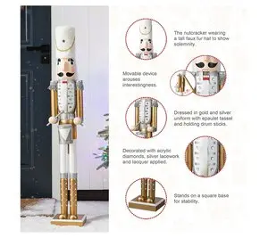 GLITZHOME 42' Christmas Deluxe Gold Dressed Sol Dier Nutcracker