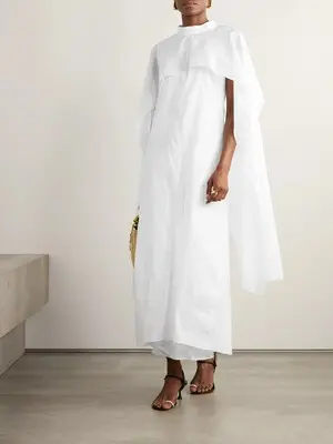 JIL SANDER Cape-effect Cotton-poplin Maxi Dress