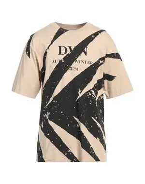 Dries Van Noten Man T-shirt Black Size S Cotton Beige