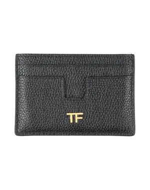 TOM FORD Woman Cardholder Ivory Size - Calfskin Black