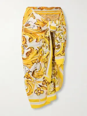 Dolce & Gabbana Majolica Printed Jersey Pareo - Yellow