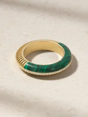 L’ATELIER NAWBAR Bombay Ray 18-karat Gold, Malachite And Diamond Ring - Green
