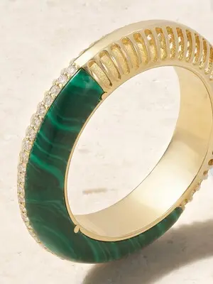 L’ATELIER NAWBAR Bombay Ray 18-karat Gold, Malachite And Diamond Ring