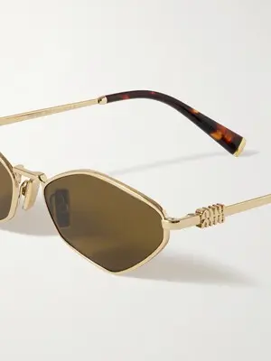 Miu Miu Hexagon-frame Sunglasses - Gold