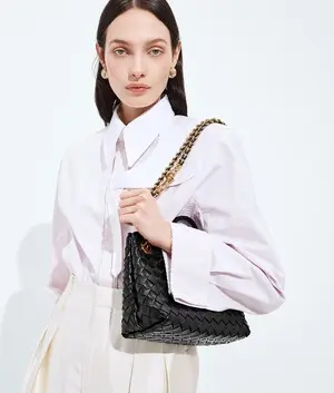Bottega Veneta Small Andiamo Chain Top Handle Bag - Black