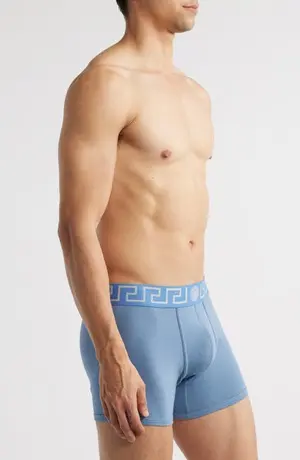 Versace Greek Key Jersey Boxer Briefs - Stone Blue Stone Silver