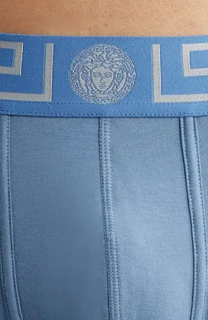 Versace Greek Key Jersey Boxer Briefs - Stone Blue Stone Silver