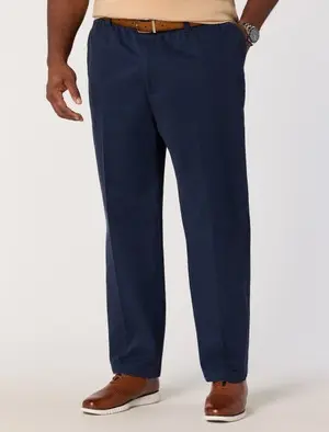 HARBOR BAY BY DXL Harbor Bay By DXL Elastic-Waist Pants Navy