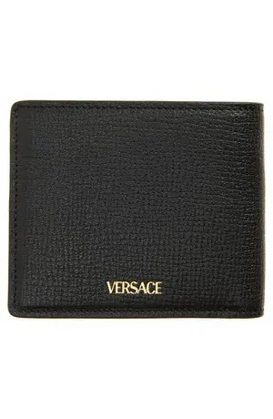 Versace Medusa Leather Bifold Wallet - Black/ Versace Gold