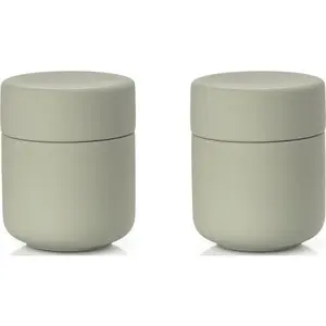 ZONE DENMARK Ume Set Of 2 Ceramic Jars Eucalyptus Green