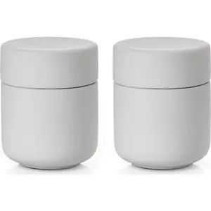 ZONE DENMARK Ume Set Of 2 Ceramic Jars - Soft Grey