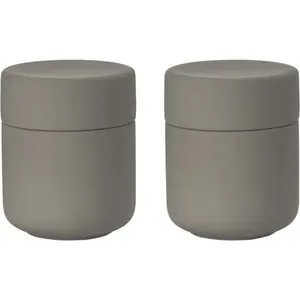 ZONE DENMARK Ume Set Of 2 Ceramic Jars - Taupe