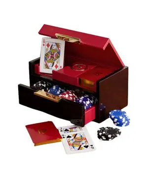 Ralph Lauren Sutton Leather And Walnut Wood Poker Set