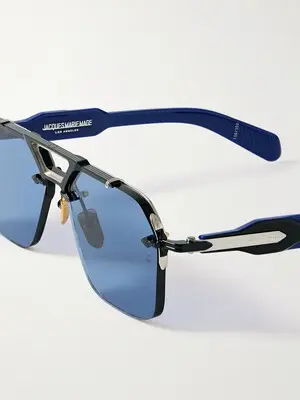 JACQUES MARIE MAGE Silverton Aviator Sunglasses - Black