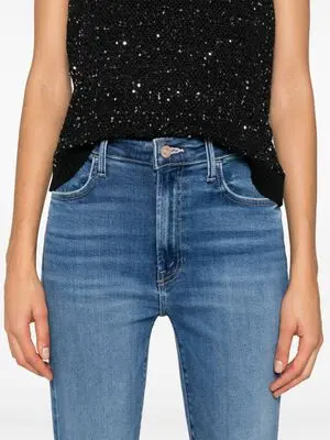 MOTHER The Hustler Ankle Fray Bootcut Jeans - Blue