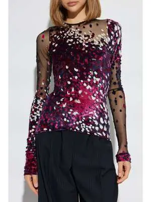 LANVIN Semi-sheer Long-sleeve Top
