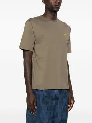 Palm Angels Embroidered-logo Cotton T-shirt - Green