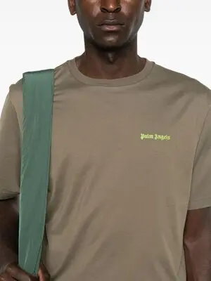 Palm Angels Embroidered-logo Cotton T-shirt - Green