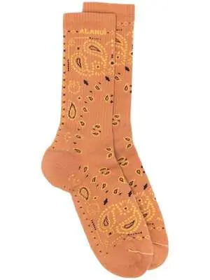 Alanui Bandana-print Socks - Brown