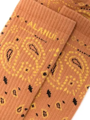 Alanui Bandana-print Socks - Brown
