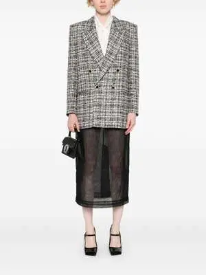 Alessandra Rich Double-breasted Tweed Blazer - White