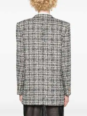 Alessandra Rich Double-breasted Tweed Blazer - White