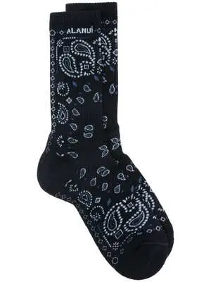 Alanui Bandana-print Socks - Blue