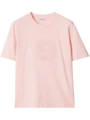 Burberry Logo Embroidered T-shirt - Pink