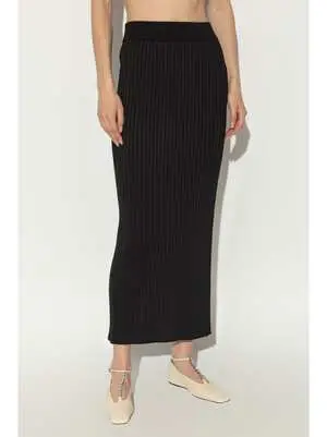 JIL SANDER Ribbed Knit Midi Skirt - Black