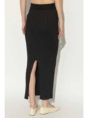 JIL SANDER Ribbed Knit Midi Skirt - Black
