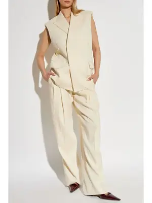 Helmut Lang Pleated Wide-leg Trousers
