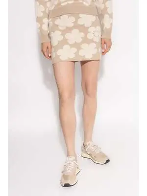 Kenzo Floral Intarsia Knit Skirt - Neutrals