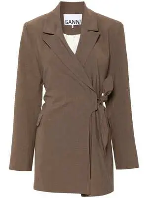 GANNI Knot-belted Wrap Blazer