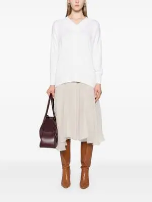 Brunello Cucinelli Sequined V-neck Jumper - Neutrals