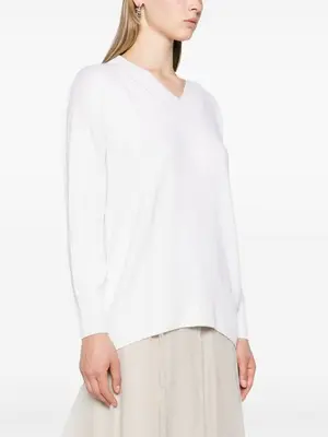 Brunello Cucinelli Sequined V-neck Jumper - Neutrals