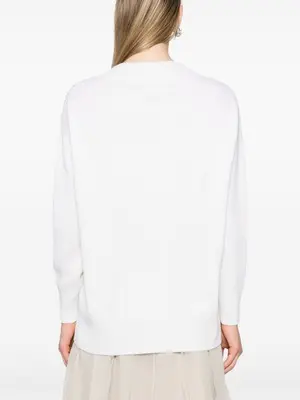 Brunello Cucinelli Sequined V-neck Jumper - Neutrals