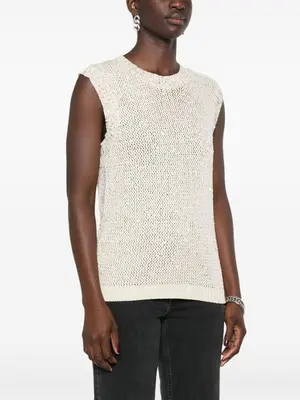 GOLDEN GOOSE Sequin Embellished Knitted Top - Neutrals