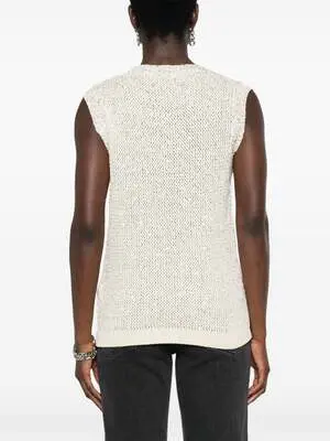 GOLDEN GOOSE Sequin Embellished Knitted Top - Neutrals