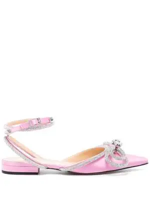 MACH & MACH PRE Mach & Mach Double Bow Satin Slingback Ballet Flats