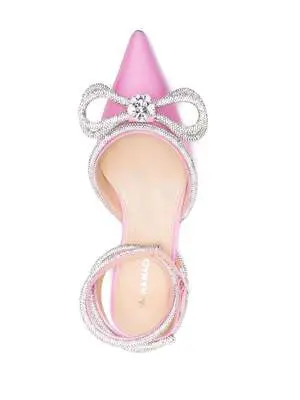 MACH & MACH PRE Mach & Mach Double Bow Satin Slingback Ballet Flats