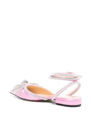MACH & MACH PRE Mach & Mach Double Bow Satin Slingback Ballet Flats