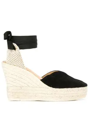Manebí Hamptons Suede Wedge Espadrilles - Black