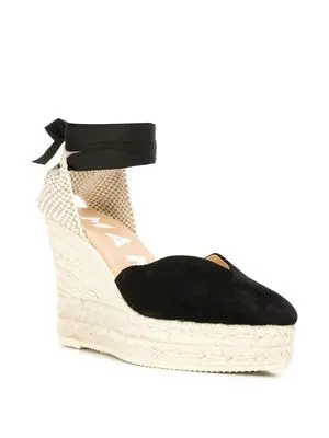 Manebí Hamptons Suede Wedge Espadrilles - Black