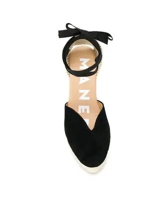 Manebí Hamptons Suede Wedge Espadrilles - Black
