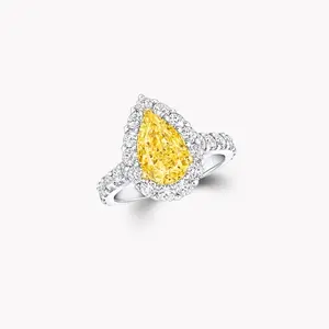 Graff Icon Pear Shape Diamond Engagement Ring - White Gold And Yellow Gold