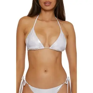 BECCA By Rebecca Virtue Becca Liquid Metal Triangle Bikini Top White