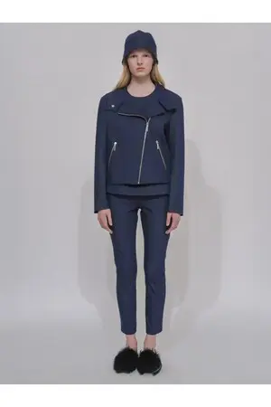 Rosetta Getty Funnel Neck Moto Jacket Stretch Twill
